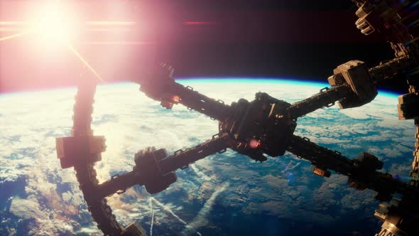 Alien Mothership Near Earth Elements Furnished By NASA, Motion Graphics