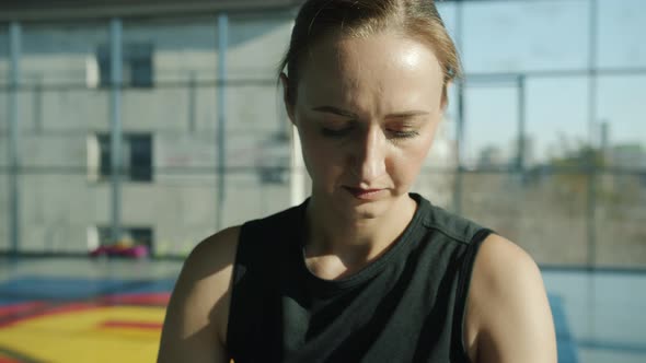 Slow Motion of Attractive Young Sportswoman Wrapping Hands with ...