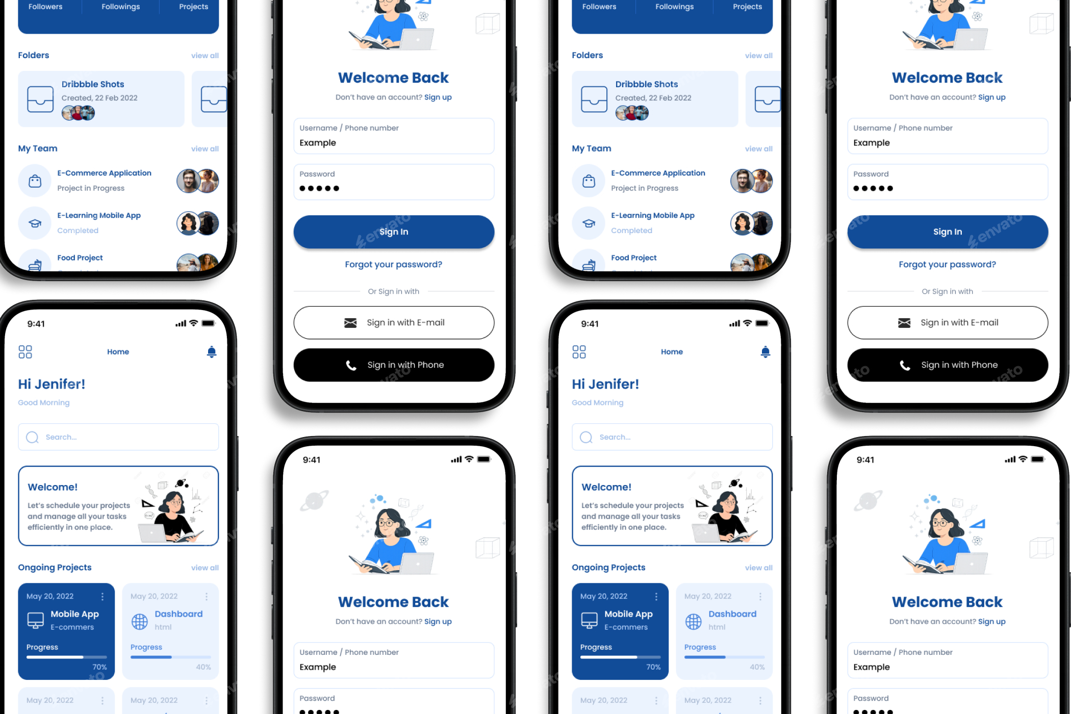 Project Management - Mobile App UI Kit, Web Elements | GraphicRiver