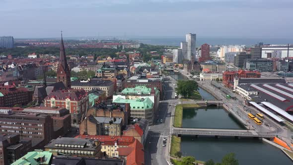Aerial view of the Malmo cityscape, Sweden, Stock Footage | VideoHive