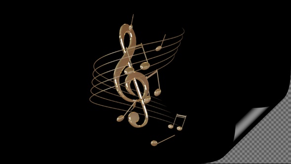 Treble clef and musical notes on a transparent alpha channel, Motion ...