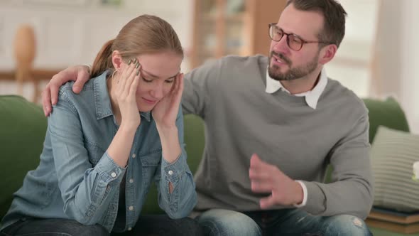 Man Trying to Calm Down Crying Woman Couple, Stock Footage | VideoHive