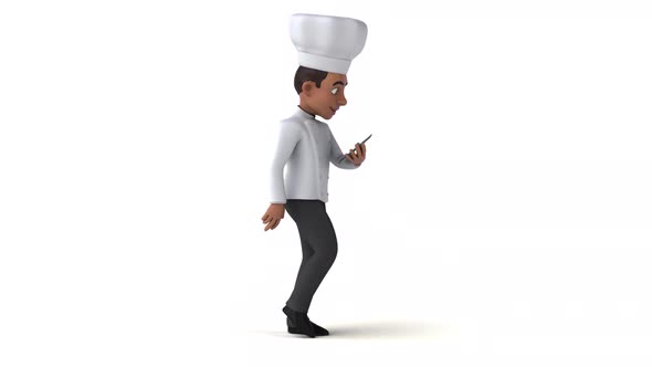 Fun 3D cartoon chef walking with a mobile phone, Motion Graphics ...