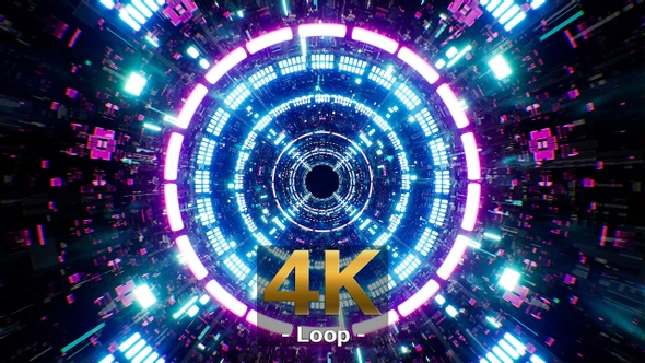 Neon Future Technology Tunnel 4K, Motion Graphics | VideoHive
