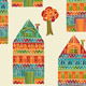 Vector Seamless Pattern with Houses and Trees, Vectors | GraphicRiver