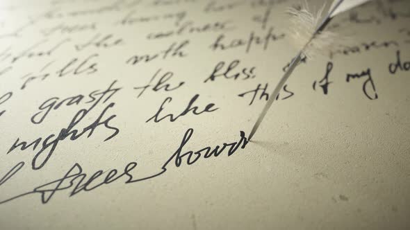 Ink Pen Writes Poetry on Old Paper, Motion Graphics | VideoHive