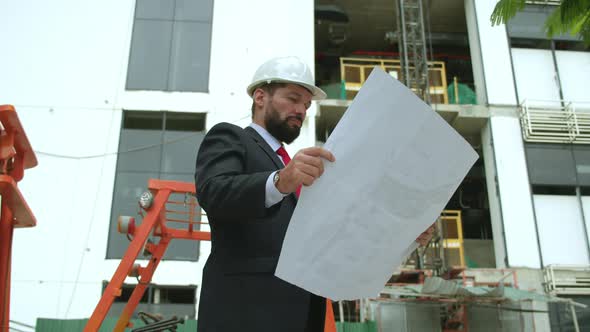 Portrait of a Successful Handsome Engineer of Bearded Senior Architect ...