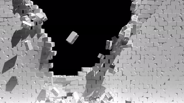 White Brick Wall Exploder 3d Style, Motion Graphics | VideoHive