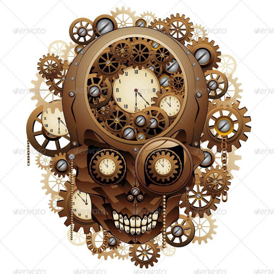Steampunk Skull Vintage Style, Vectors | GraphicRiver