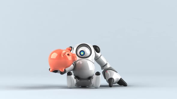 Fun robot with a piggy bank, Motion Graphics | VideoHive