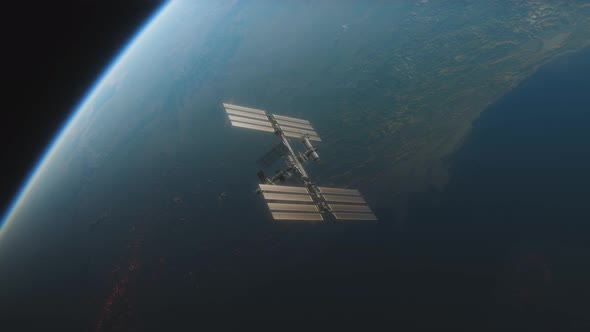 Animation of the International Space Station ISS Floating in Orbit ...