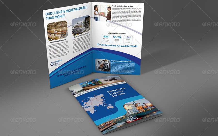 Logistics Services Bi Fold Brochure Template, Print Templates ...
