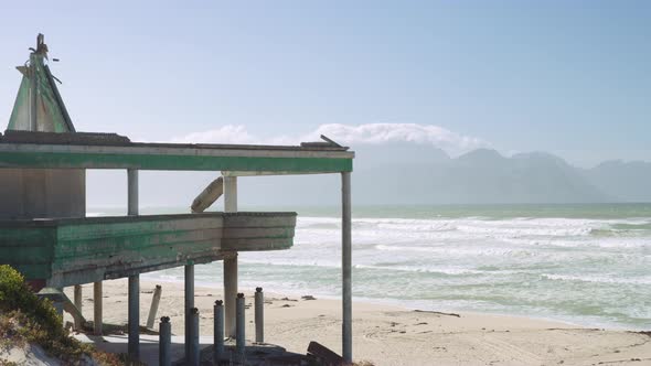 Ocean with White Sand Beach and Part of the Macassar Beach Pavilion ...