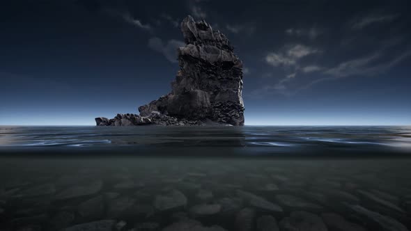 Ocean Seascape with Sky and Ocean Wave Splitted By Waterline to ...