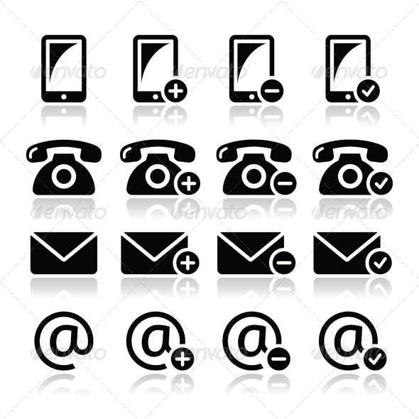 Contact Icons Set - Mobile, Phone, Email, Envelope by RedKoala ...