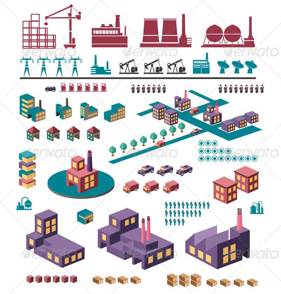 Infographics industrial set, Infographics | GraphicRiver