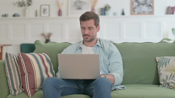 Young Man Closing Laptop Standing and Leaving Sofa, Stock Footage ...