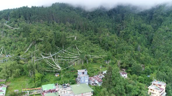 Rumtek Monastery area in Sikkim India seen from the sky, Stock Footage