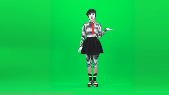 Mime Eating Something, Showing Thumbs Up. Chroma Key. Full Length ...