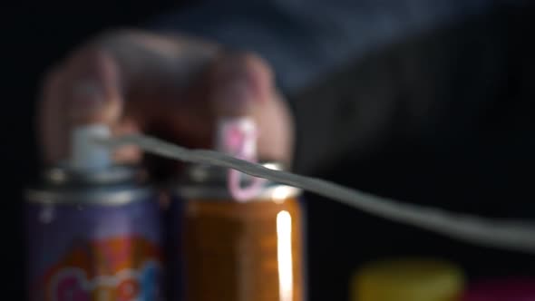 Two cans of silly string shooting in slow motion, Stock Footage | VideoHive