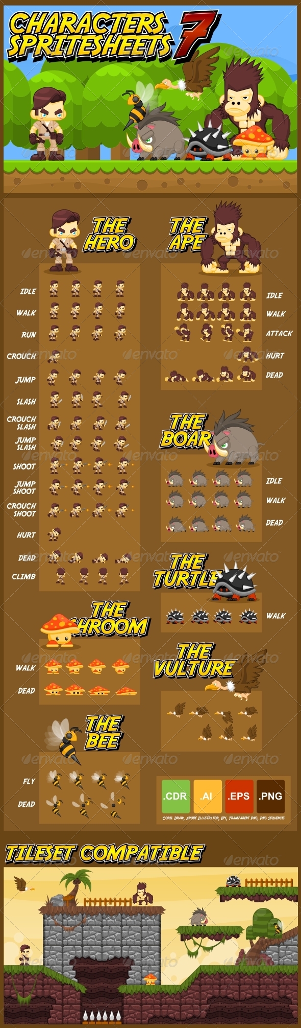 Characters Spritesheet 7 by pzUH | GraphicRiver