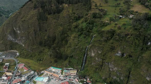 Stunning Cascada de la Virgen Flowing Down The Mountain Cliff At Baños ...
