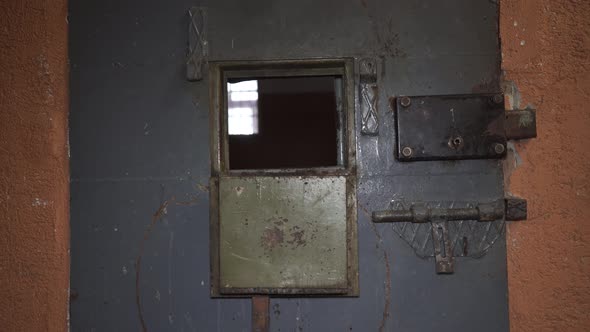 Prison Metal Door Protect Prisoner From Inside to Escape. Food Channel ...