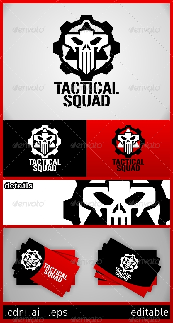 Tactical Squad Skull Logo Template by matadewa | GraphicRiver