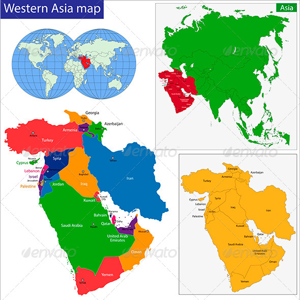 Western Asia Map by Volina | GraphicRiver