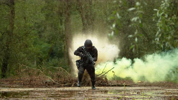 Running from explosion, slow motion, Stock Footage | VideoHive