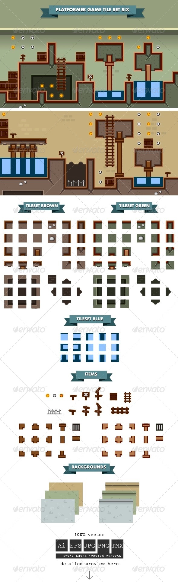 Platformer Game Tile Set Six by yurakr | GraphicRiver