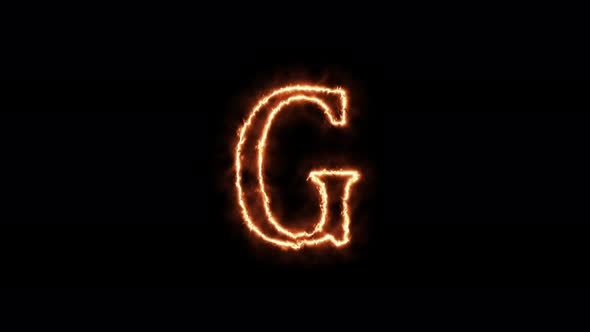 Fiery letter G. Animation on a black background a letter burning in a ...