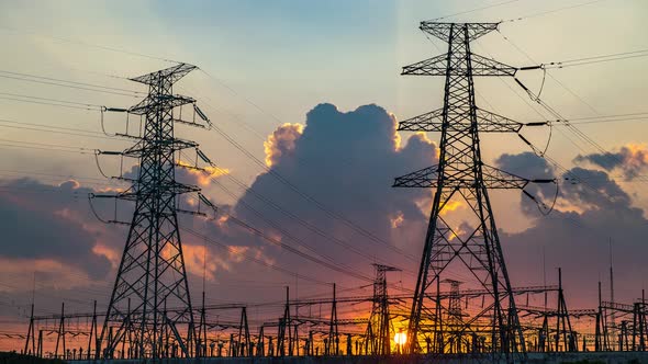 Pylons and substations, Stock Footage | VideoHive