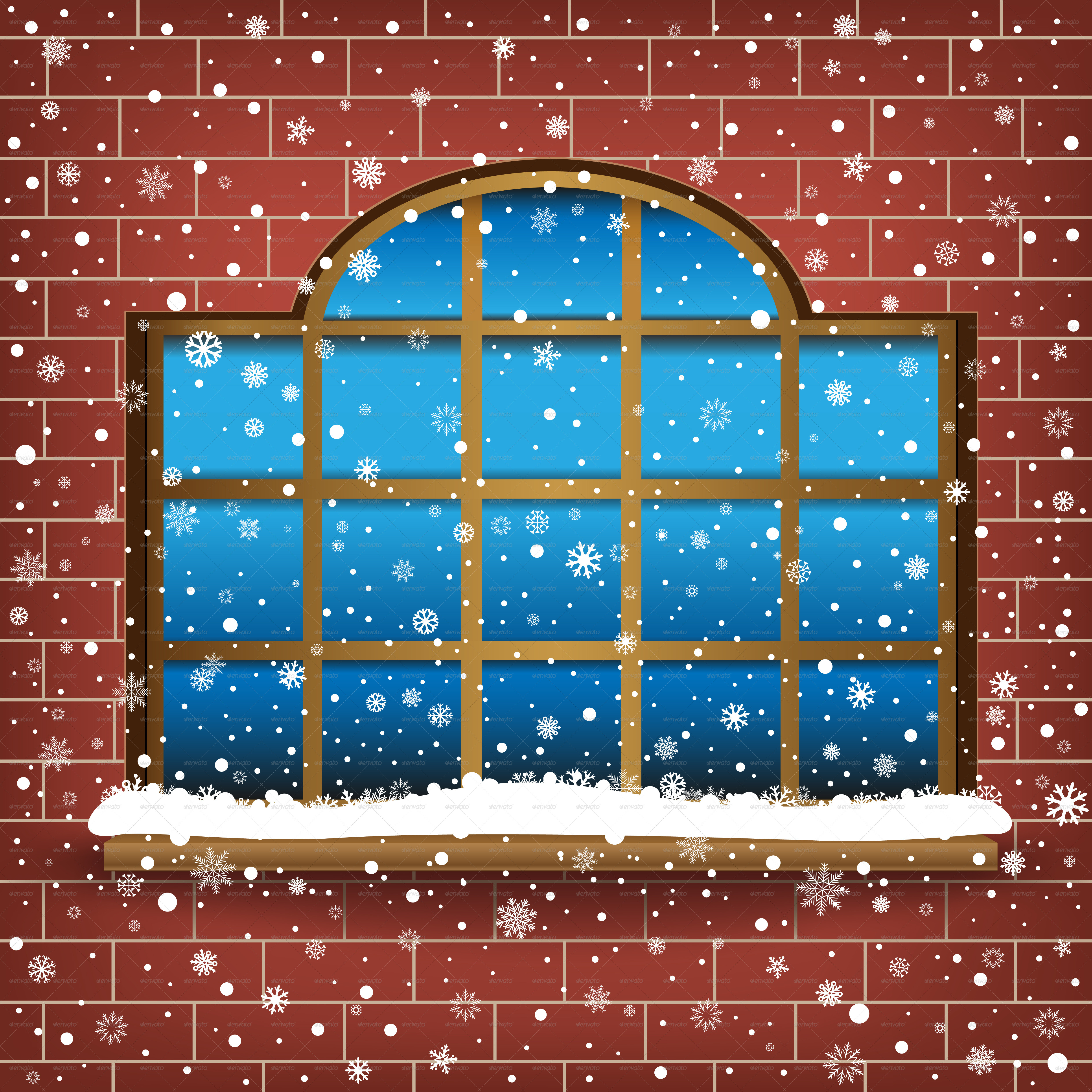 Large Window and Snow, Vectors | GraphicRiver