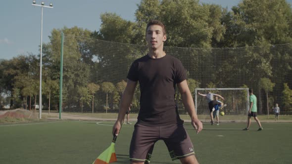 Assistant Referee Signalling Offside Offence Trap, Stock Footage ...