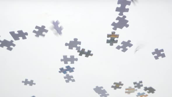 Puzzle Pieces Falling Down. Glass Transparent Background. Pieces of ...