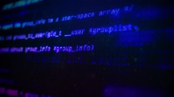 Blue Neon Program Code on a Computer Screen, Motion Graphics | VideoHive