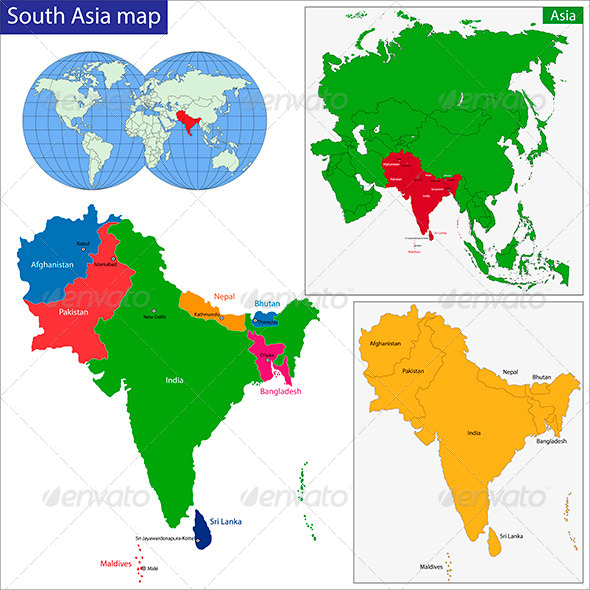 South Asia On World Map - Map