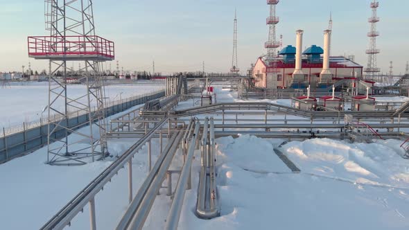 Winter Oil and Gas Refinery Plant in Siberia, Stock Footage | VideoHive