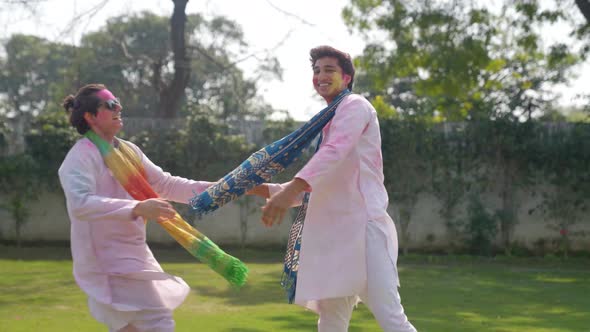 Indian men dancing and having fun at a Holi party, Stock Footage ...