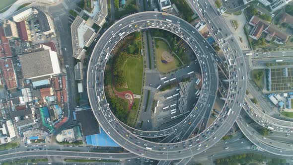 Circular Elevated Nanpu Road Intersection. Shanghai, China, Stock Footage