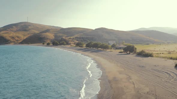 Lovely wide shot of idyllic beach Sigri, Lesvos Island, Greece, Stock ...