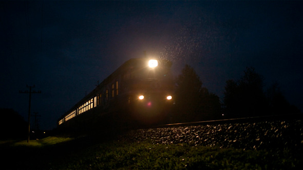 Train Passing Fast Through A Rural Area By Night, Stock Footage | VideoHive