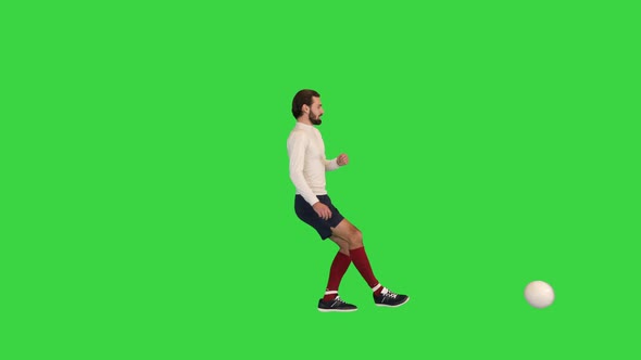 Football Player Scoring and Celebrating a Goal on a Green Screen Chroma ...