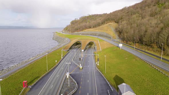 East entrance to Ryfast subsea tunnel system in Rogaland, Norway ...
