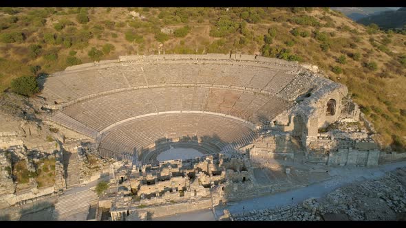 Half Circle Over the Ephesus Amphitheater, Stock Footage | VideoHive