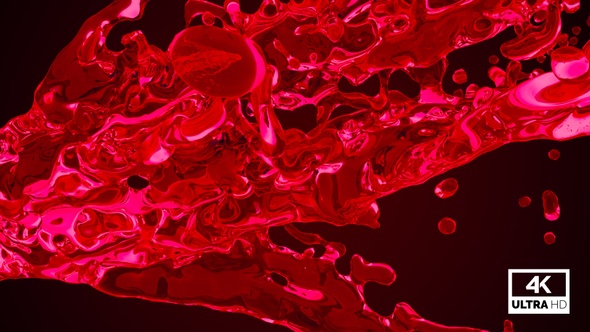 Red Water Stream Splash And Pouring, Motion Graphics | VideoHive