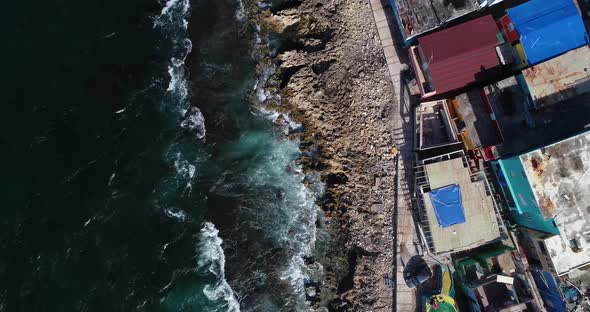 La Perla Bowl pool at San Juan Puerto Rico drone shot 2 ocean, Stock ...
