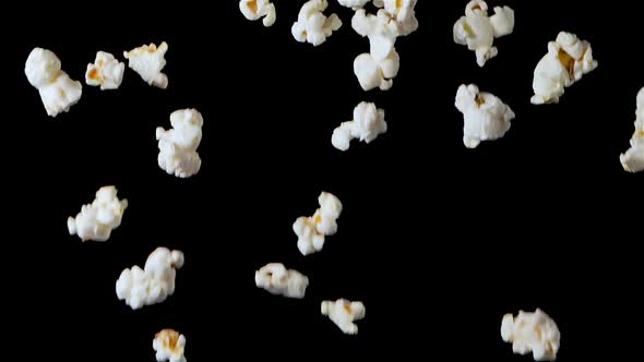 Popcorn Falling Isolated on Black Background, Stock Footage | VideoHive