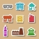 Building Icons Set on Color Stickers, Vectors | GraphicRiver